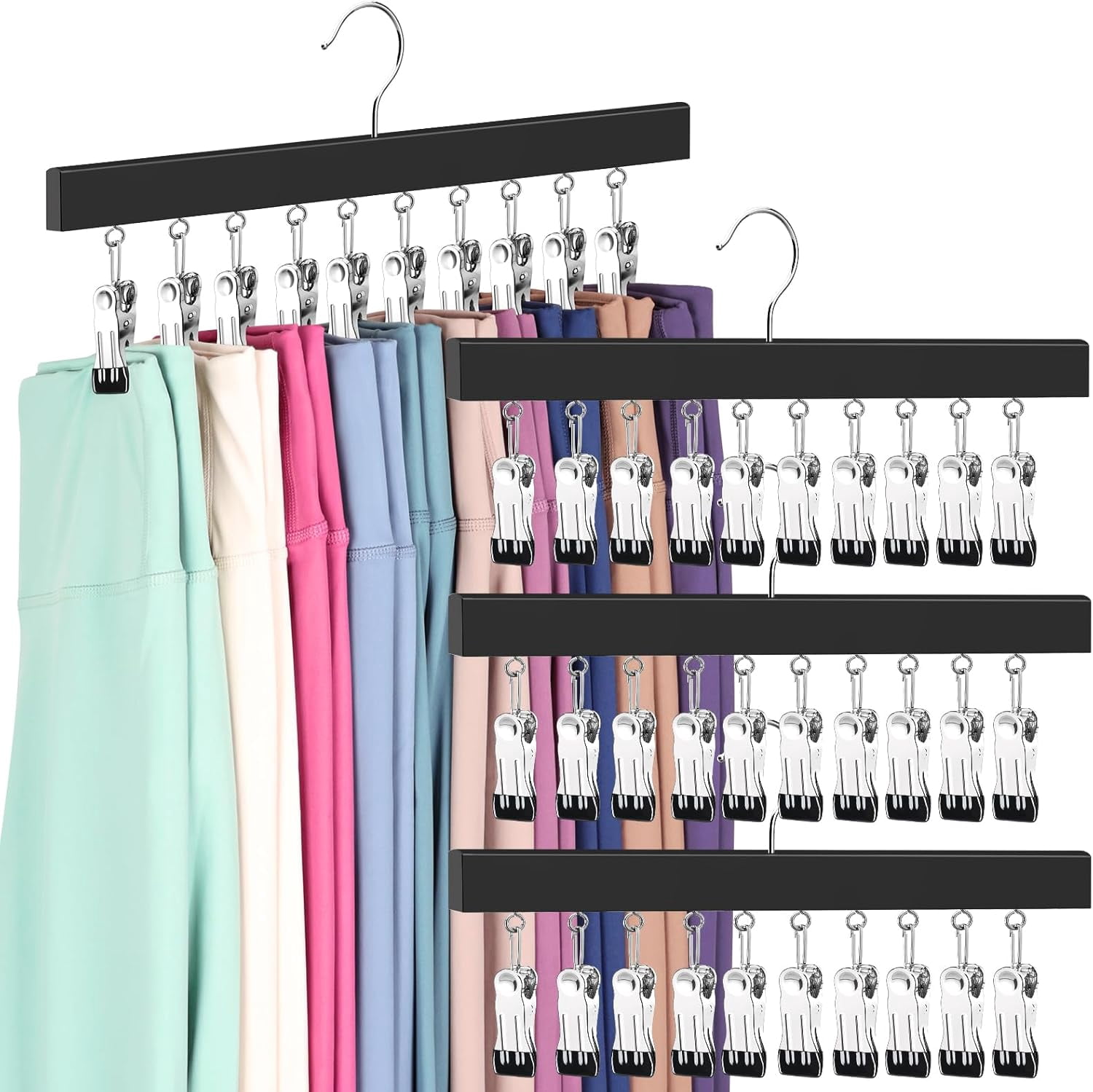 OJGNBMLZ-Legging Organizer for Closet, Pants Hangers with Clips Holds ...