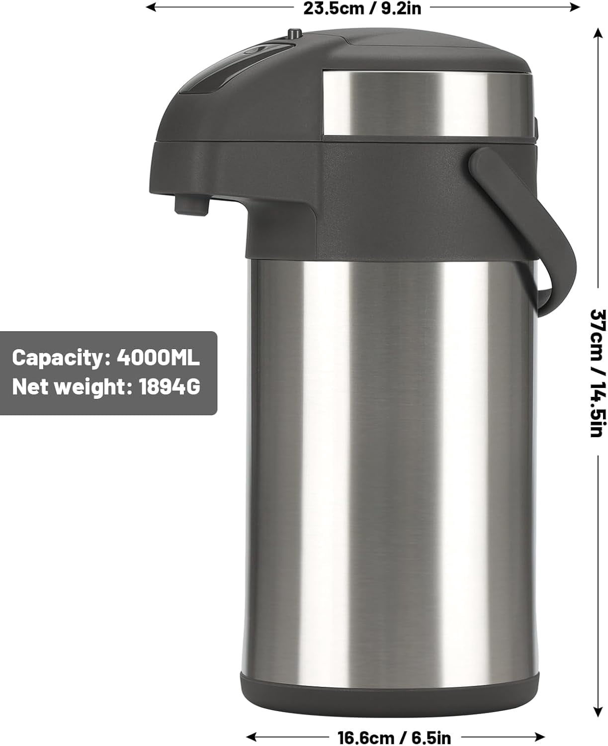 OJOJ 4L/133OZ Thermal Coffee Carafe with Pump, Thermal Beverage ...