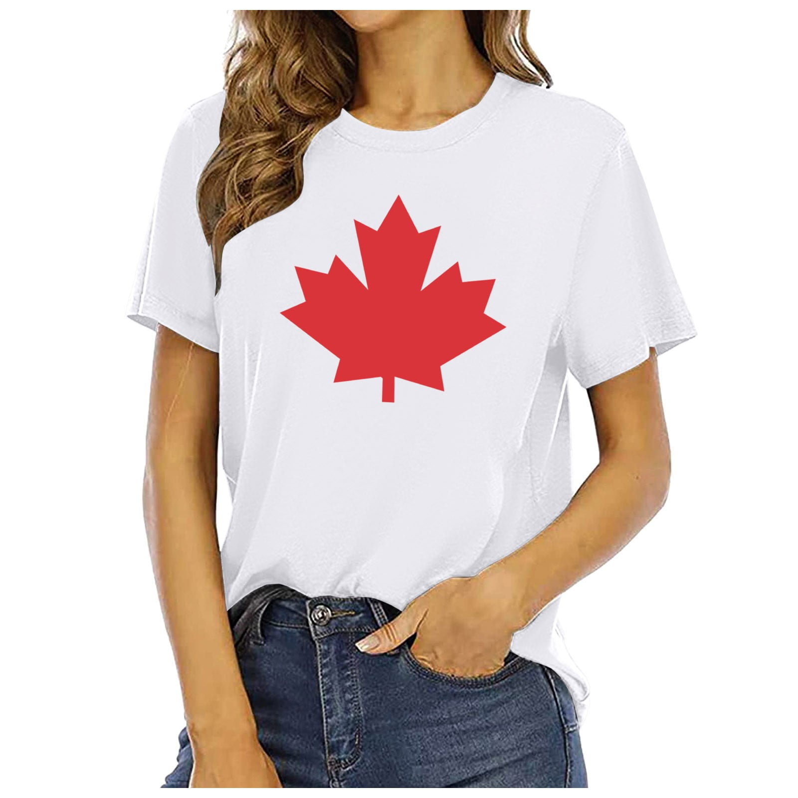 OJSFQUFP Cute Crop Tops for Women White Womens Canada Day Shirts Canada ...