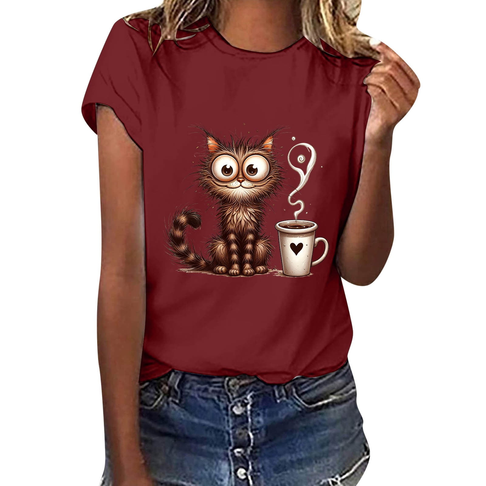OJSFQUFP Cute Tops For Teen Girls Tops for Women Trendy Short Sleeve ...