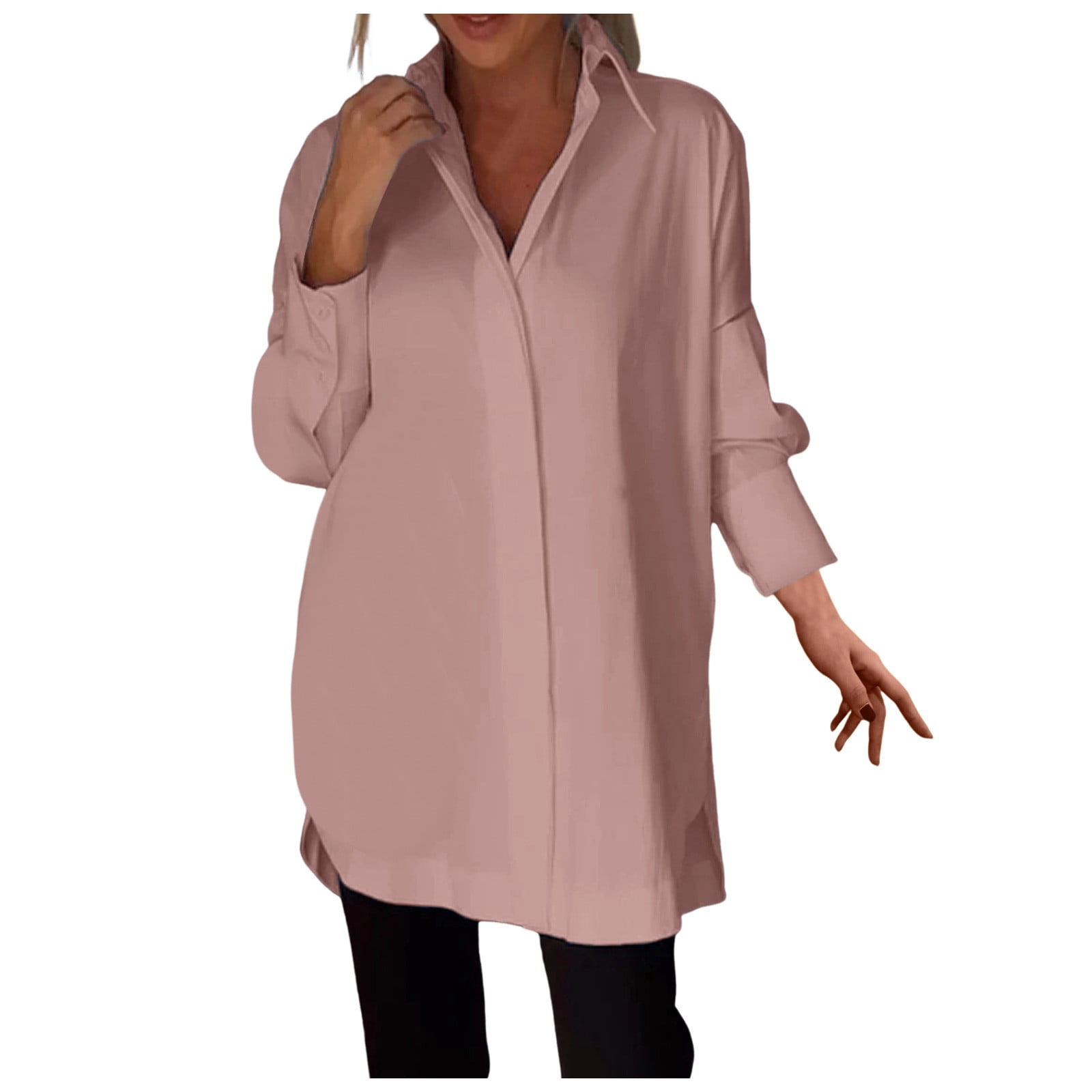 OJSFQUFP Dress Shirts for Women Business Casual Red Women Fashion Solid ...