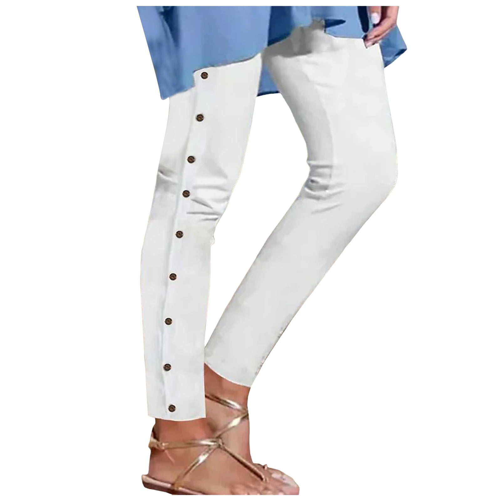 OJSFQUFP Loose Cotton Pants Women White Women's Spring Fashion Leggings ...