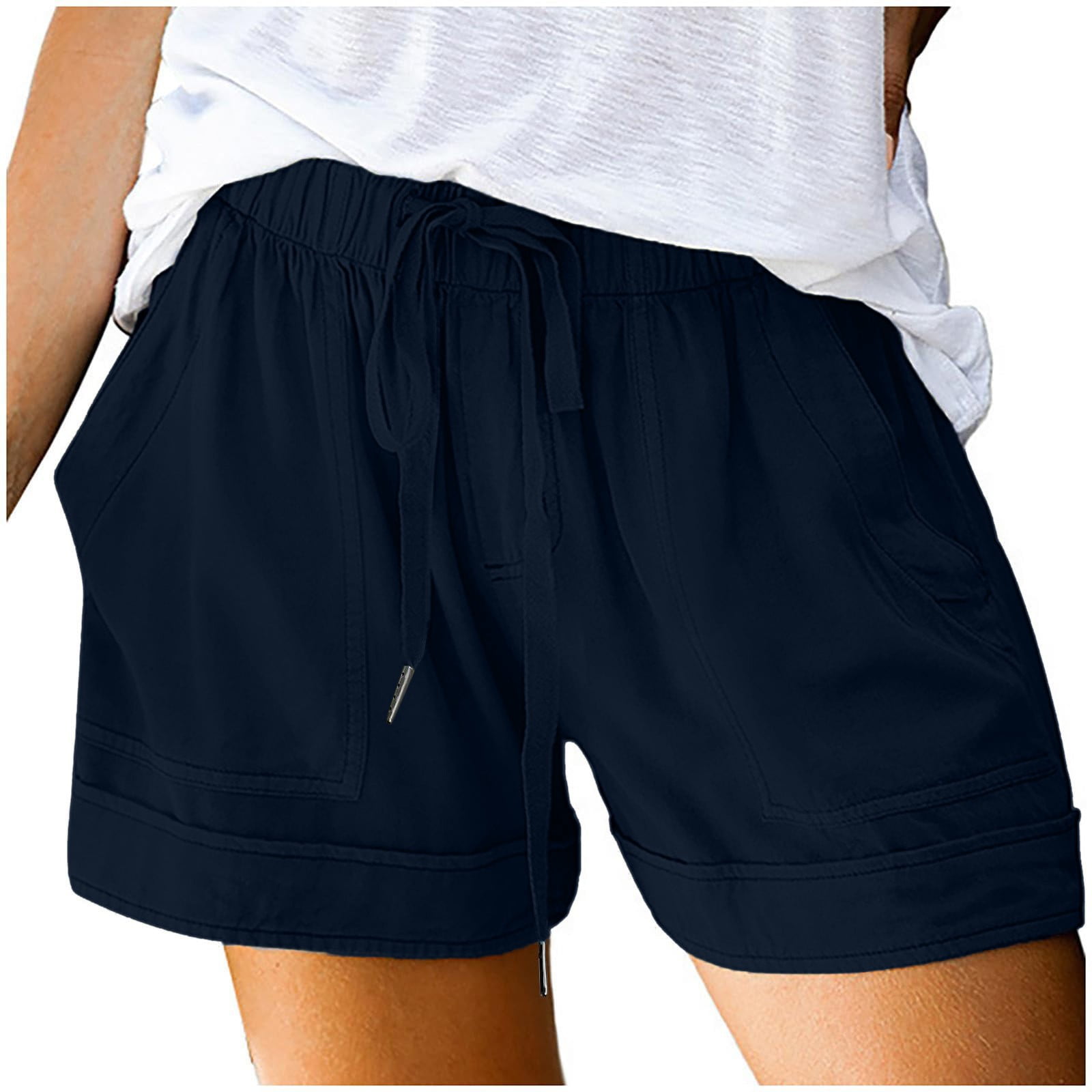 OJSFQUFP Soothfeel Womens Shorts Navy Womens Plus Size Shorts Casual ...