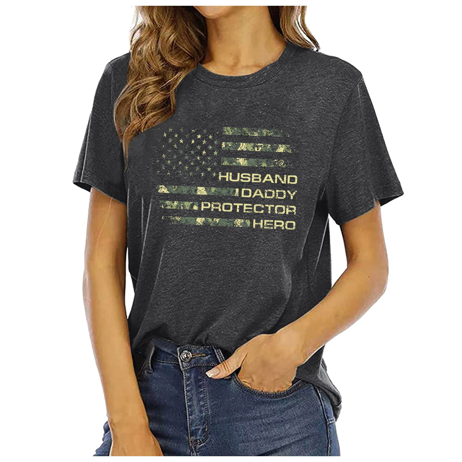 OJSFQUFP Summer Shirts Grey Husband Daddy Protector Fathers Day Camo ...