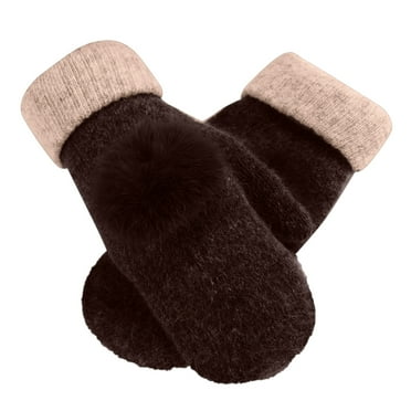 Homore Women's Winter Thick Knitted Mittens, Warm Lined Cozy Gloves for Girls - Walmart.com