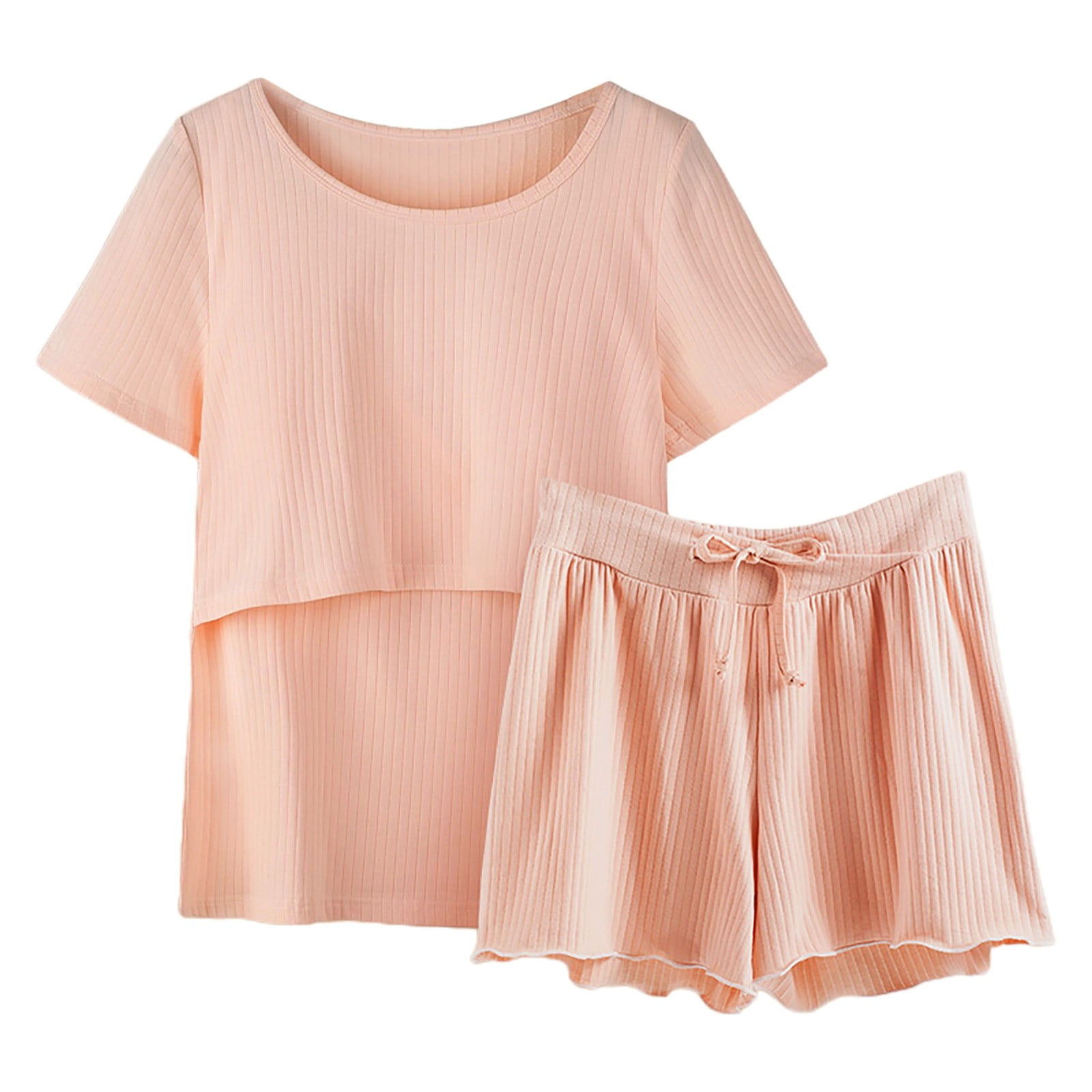 OJSFQUFP Womens Two Piece Outfits Pink Women Pajamas Pyjamas Sleeve ...