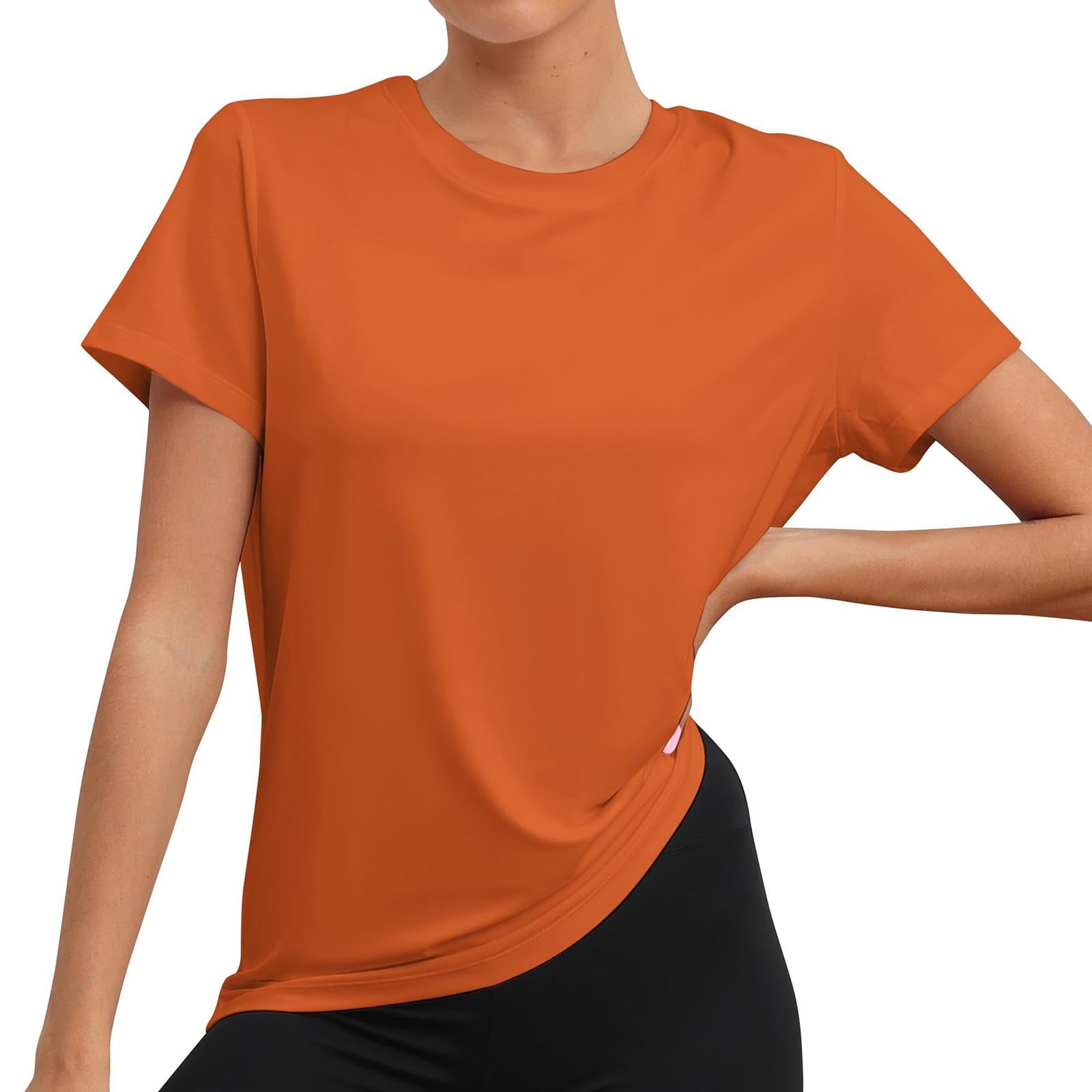 OJSFQUFP Womens Casual Tops Orange Workout Tops for Women Breathable ...