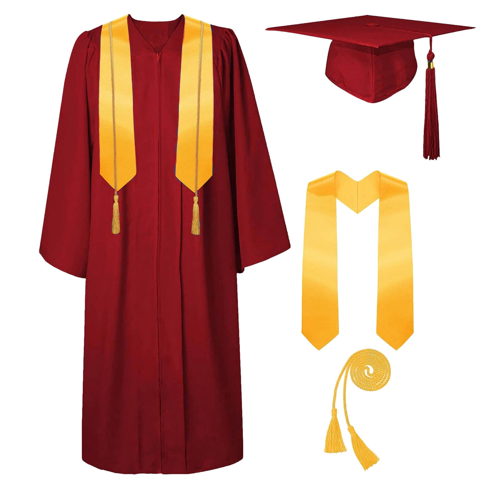 Maroon And Gold Graduation Gown