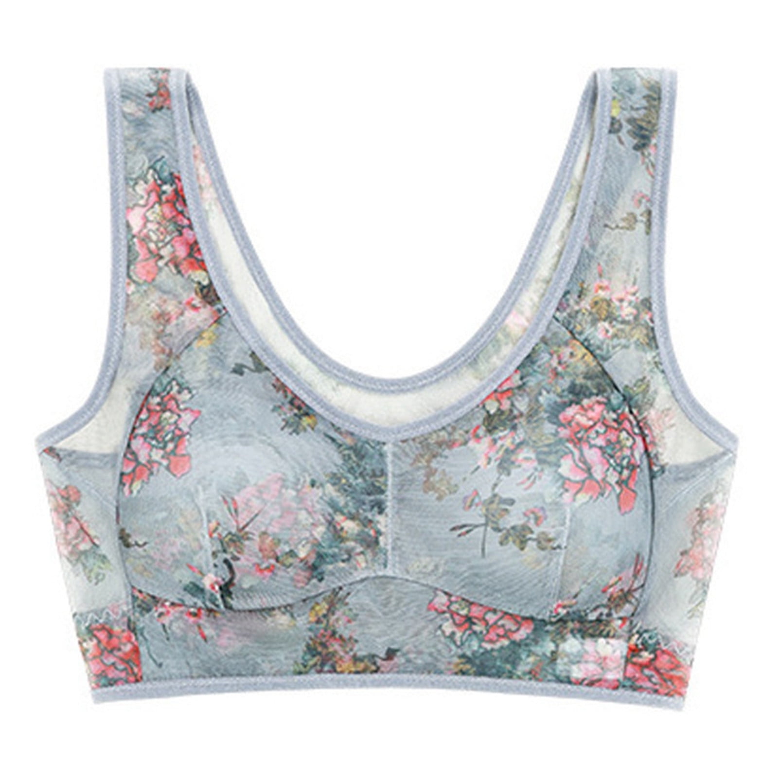 OJSFQUFP Yoga Bra Blue Lace Bra Plus Size Bra Women Underwear Bralette ...