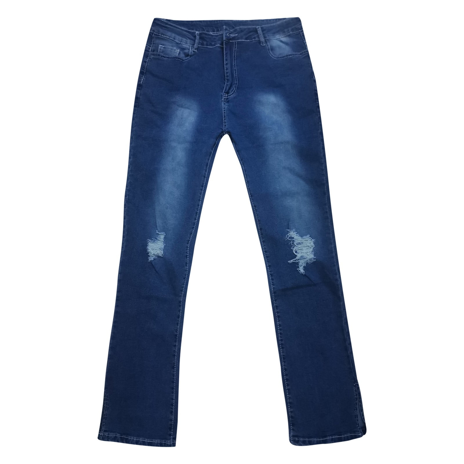 OJSFQUFP bling jeans Blue New Fashionable Stretch Slit Flare High Waist ...