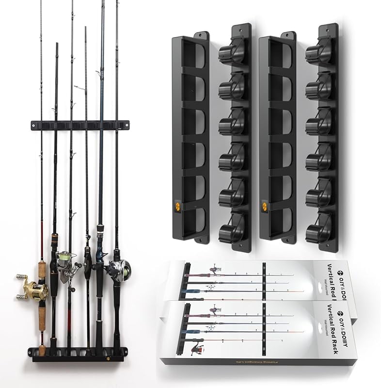 OJYDOIIIY Wall Mount Fishing Rod Holders,Vertical Fishing Pole Storage ...