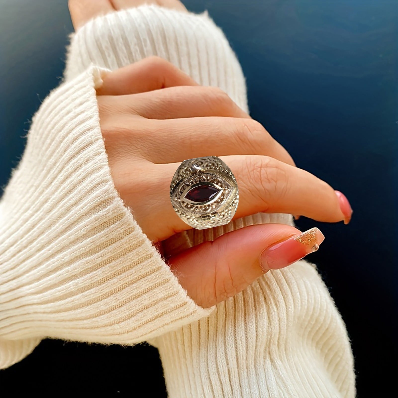 OJinShaWanO Diamond Engagewoment Rings for Women Popular Horse Eye Flip ...