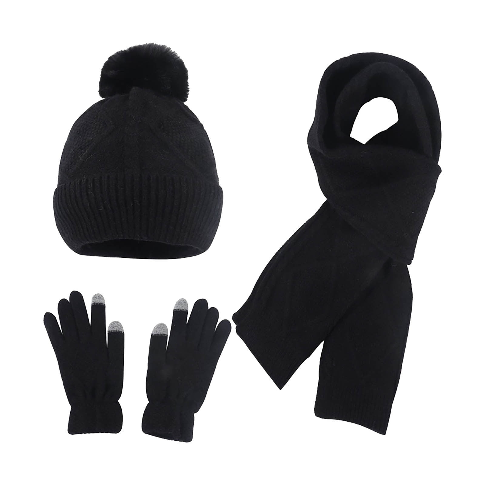 OJinShaWanO Newborn Mittens Winter Wool Ball Knitted Hat Scarf Gloves ...