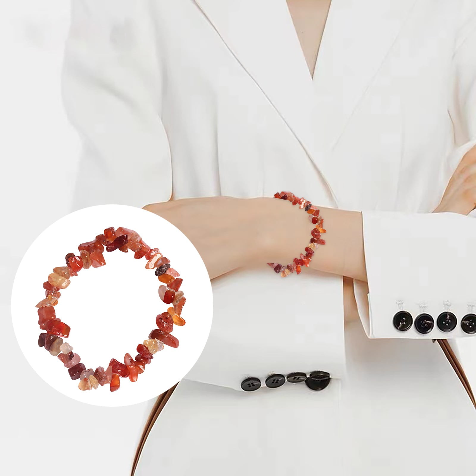 OJinShaWanO Wrist Keychain Bracelet for Fob Natural Lava Rock Beaded ...