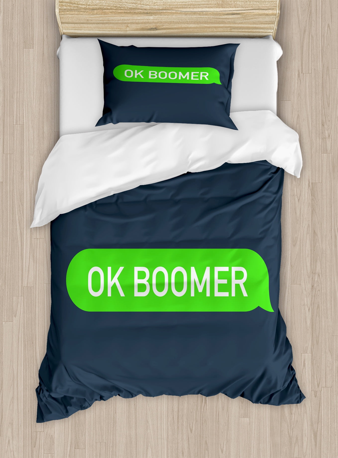 OK Boomer Duvet Cover Set, Cellphone Text Style Modern Meme Phrase ...