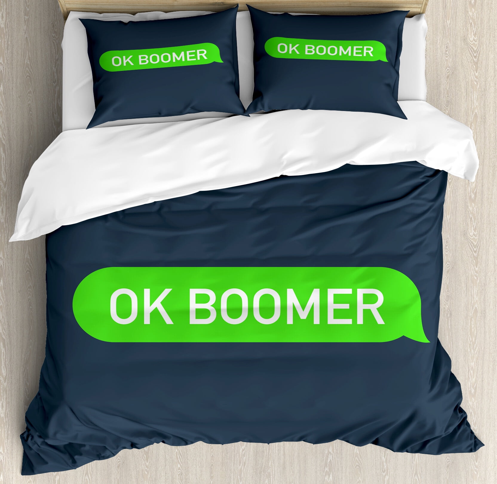 OK Boomer Duvet Cover Set, Cellphone Text Style Modern Meme Phrase ...