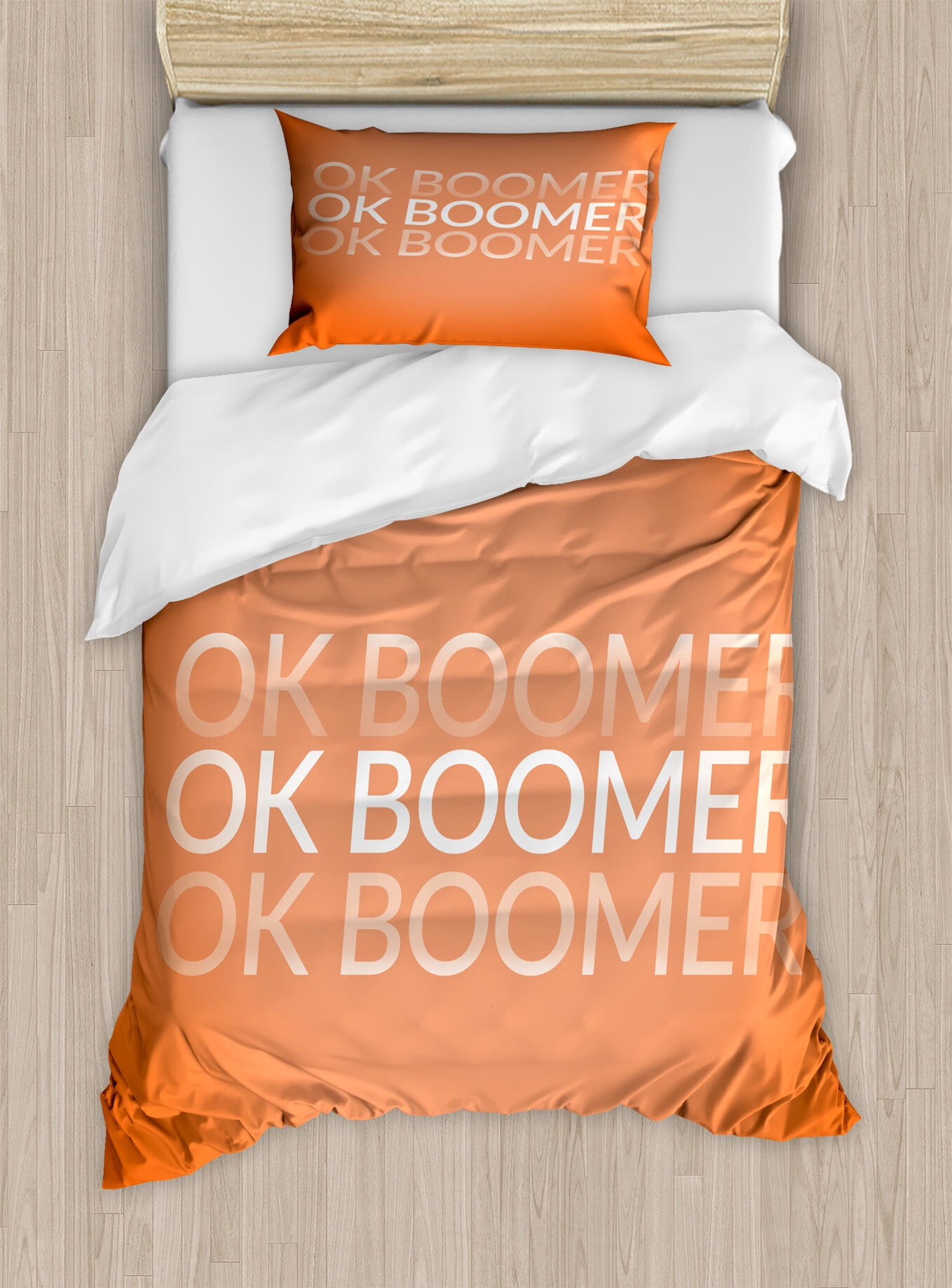 OK Boomer Duvet Cover Set, Modern Design Meme Phrase with Gradient ...