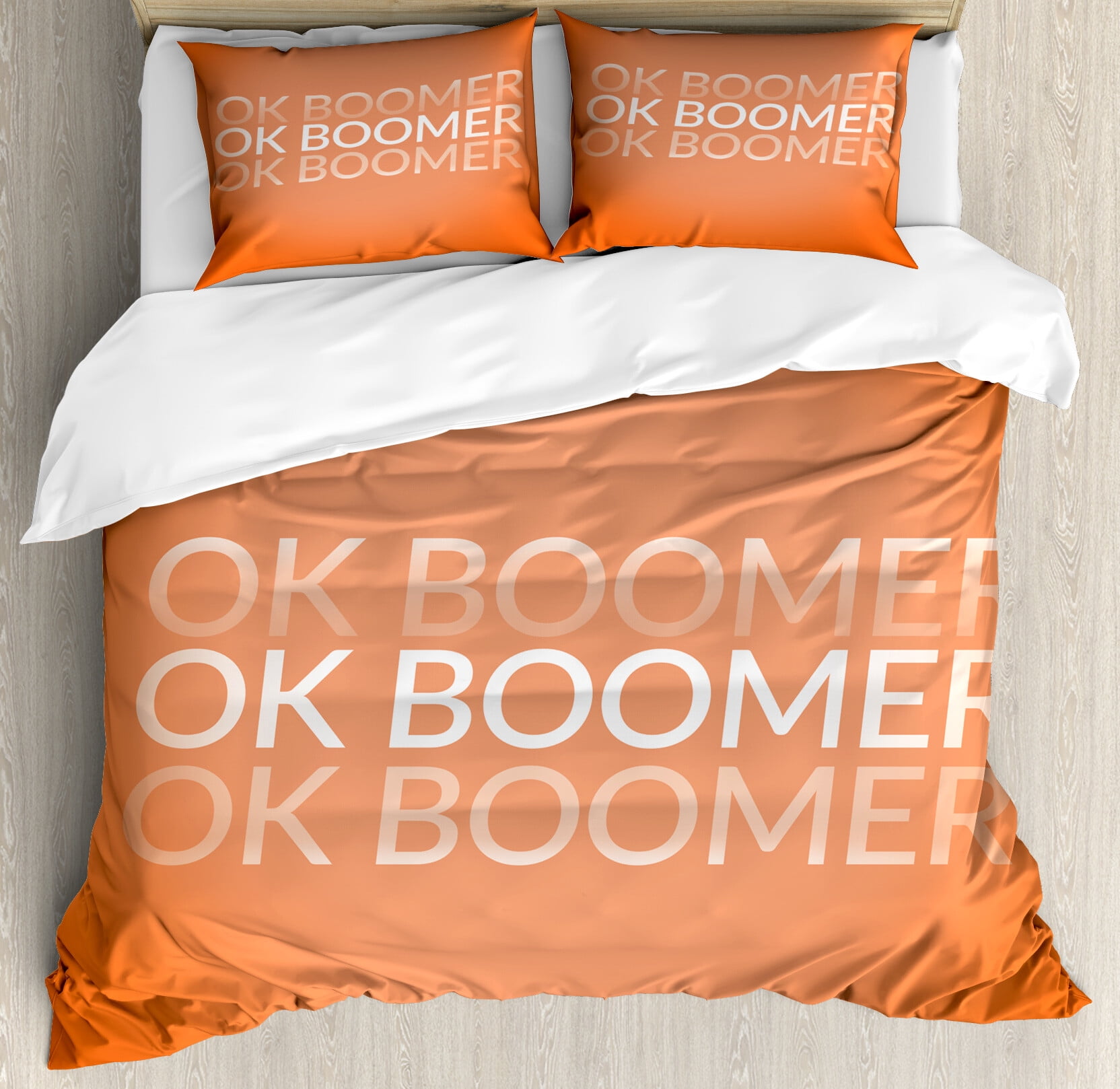 OK Boomer Duvet Cover Set, Modern Design Meme Phrase with Gradient ...