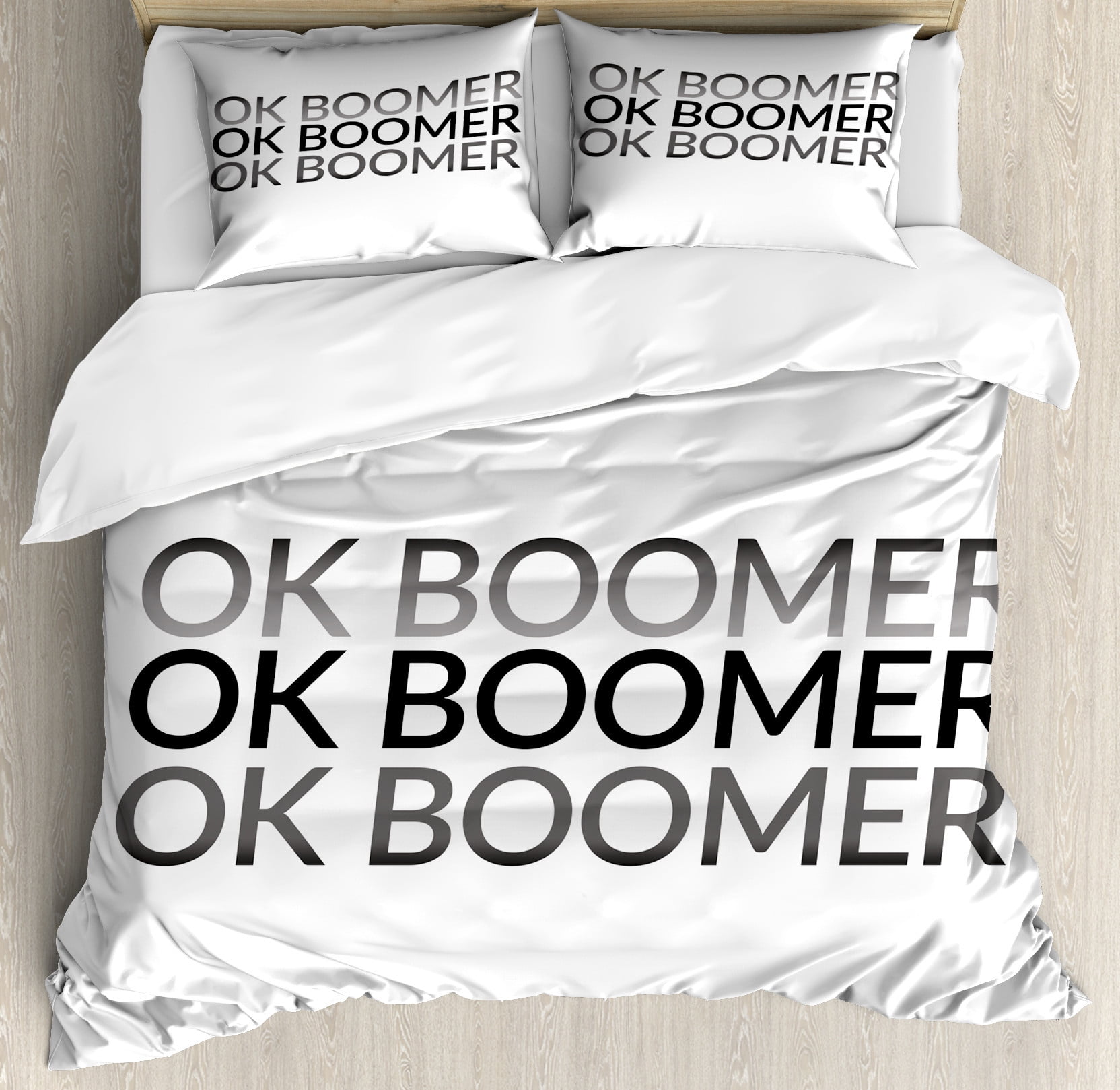 OK Boomer Duvet Cover Set, Monochromatic Style Meme Phrase Simple ...