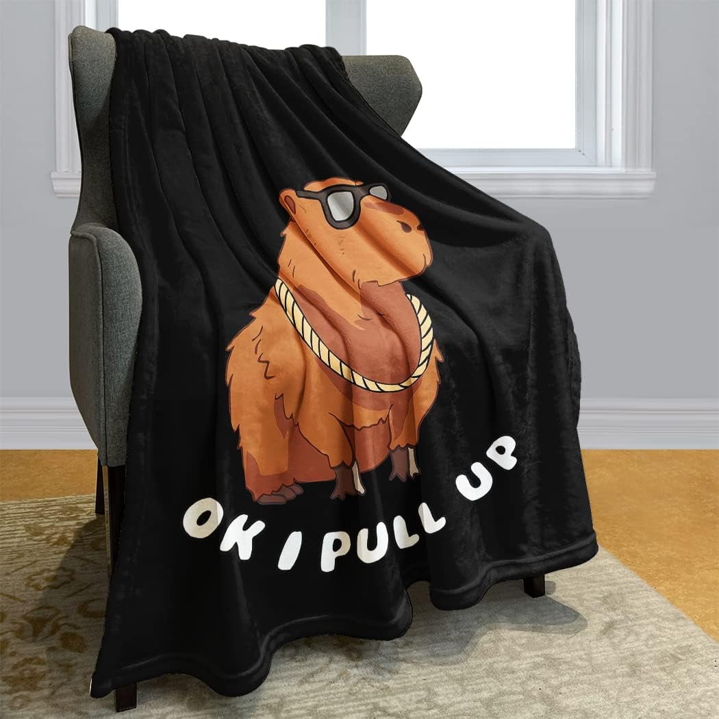 OK I Pull Up Capybara Blanket Soft Warm Plush Fleece Throw Blankets ...