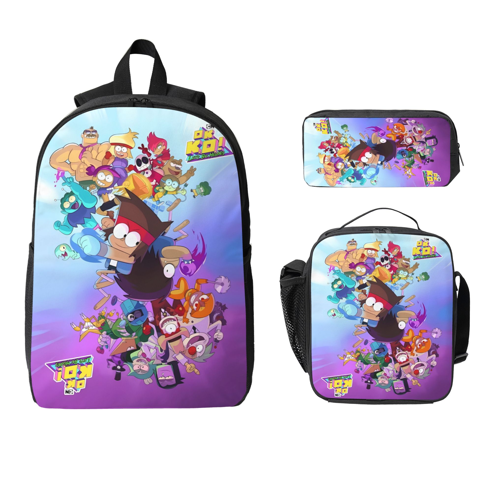 OK K.O.! Let'S Be Heroes 3 Piece Backpack Set With Lunch Bag Pencil ...