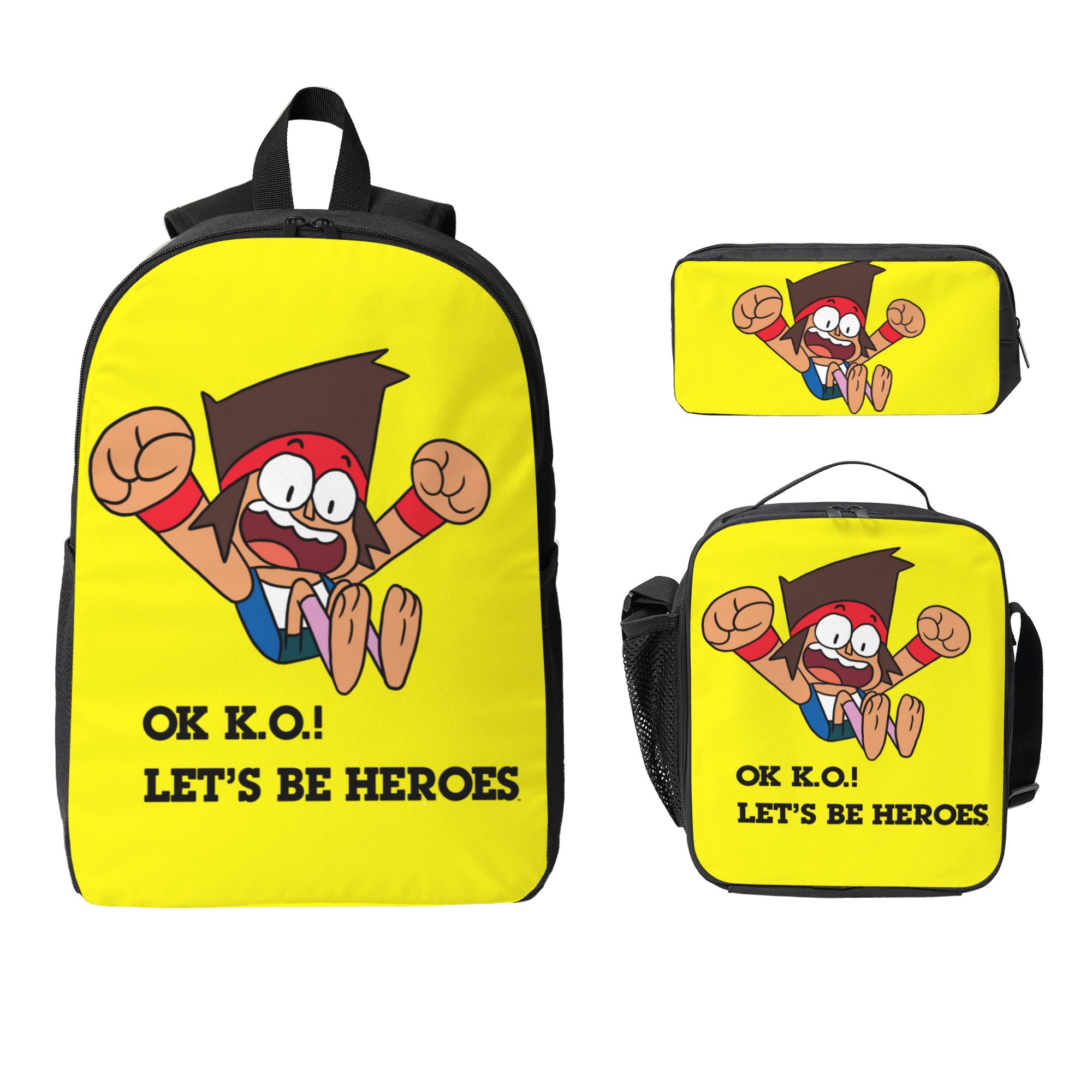 OK K.O.! Let'S Be Heroes 3 Piece Backpack Set With Lunch Bag Pencil ...