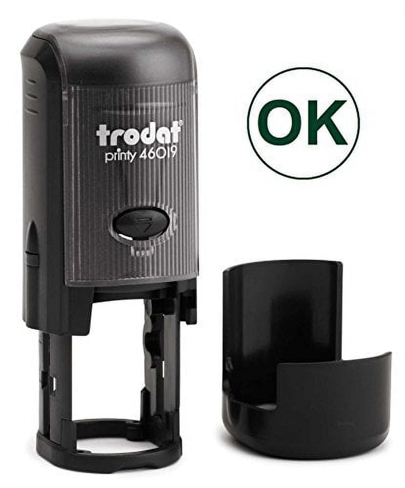 OK Round Self-Inking Stock Rubber Stamp (3/4" Diameter) - Green Ink ...