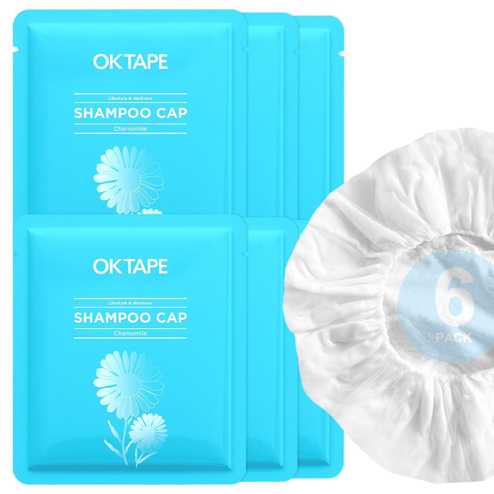 OK TAPE No Rinse Shampoo Cap (6 Packs), Microwaveable Rinse Free Caps ...