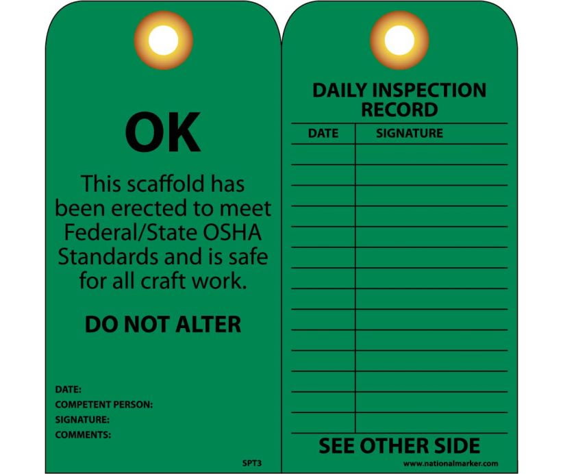 OK THIS SCAFFOLD HAS BEEN ERECTED TO MEET FEDERAL/STATE OSHA STANDARDS ...