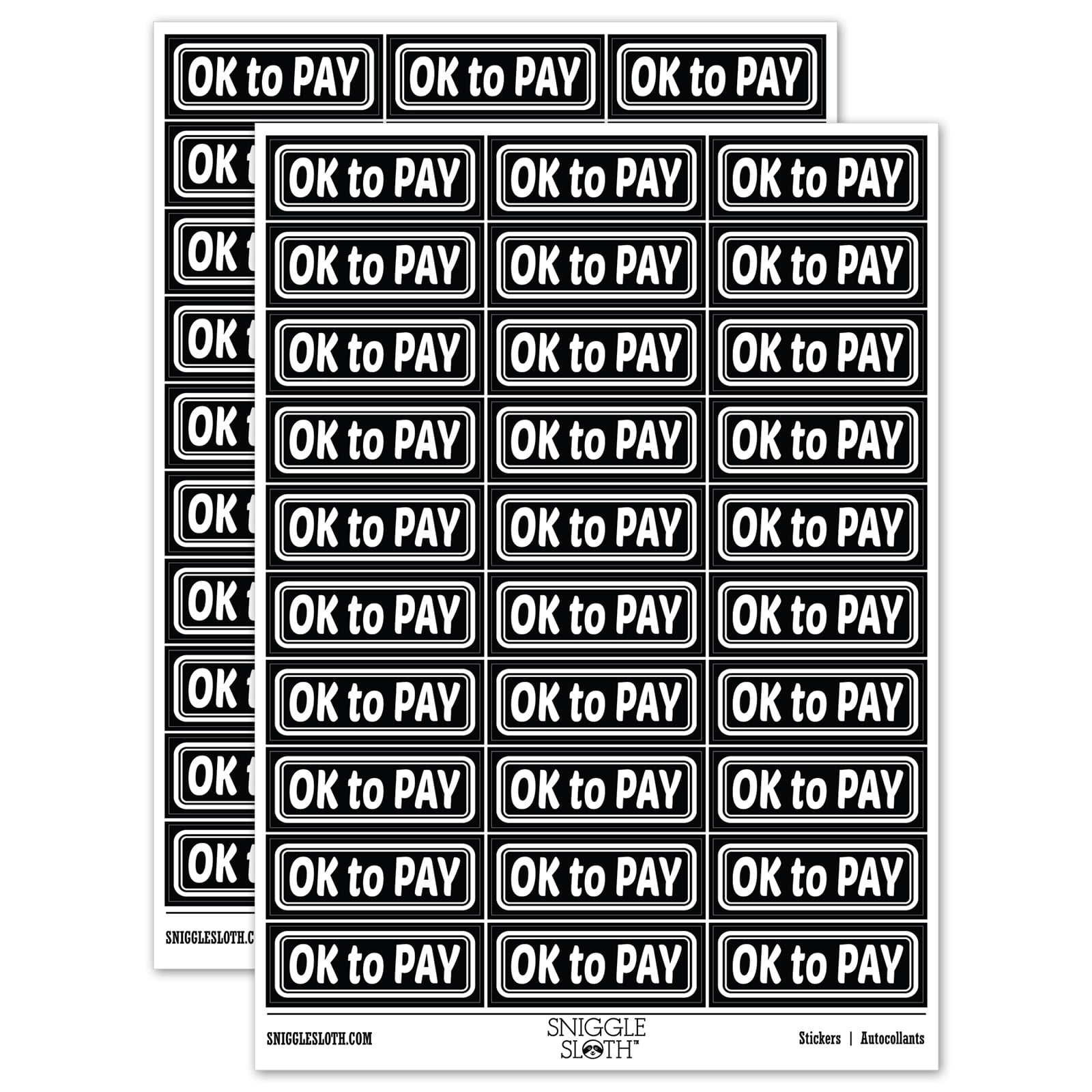 OK to Pay Double Border Sticker Set - Black - Gloss Finish - 1.75 ...