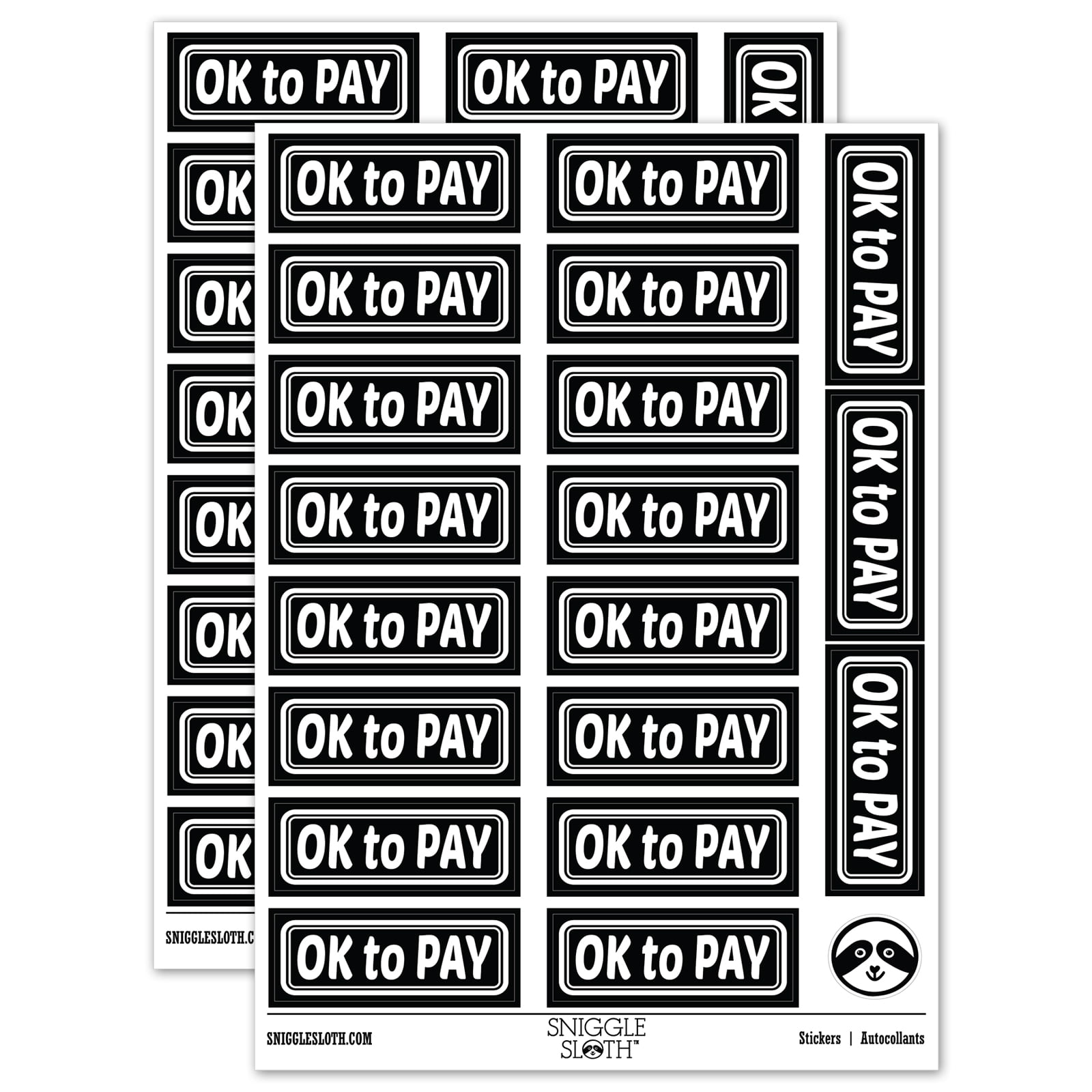 OK to Pay Double Border Sticker Set - Black - Matte Finish - 2.00 ...
