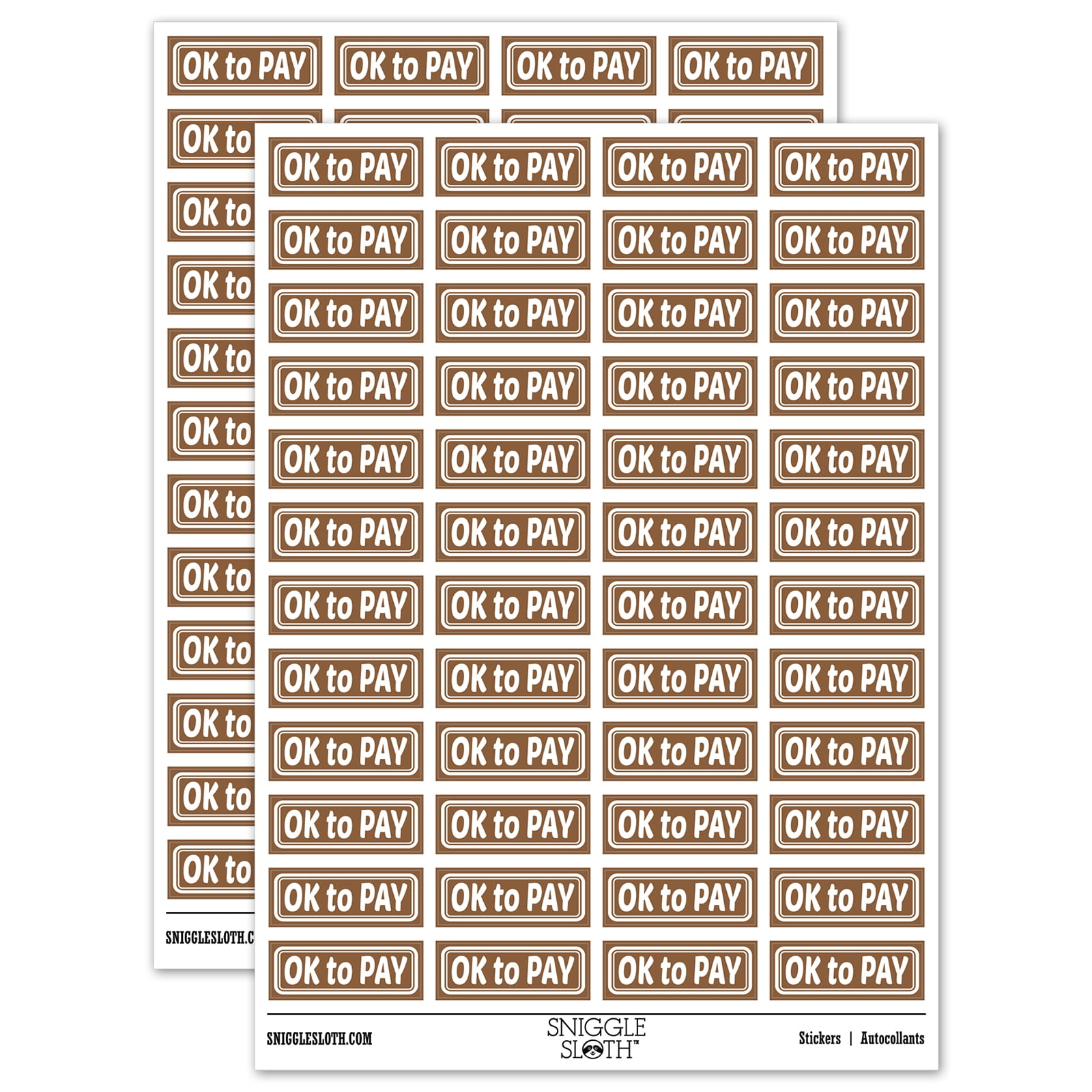 OK to Pay Double Border Sticker Set - Brown - Gloss Finish - 1.25" Mini ...