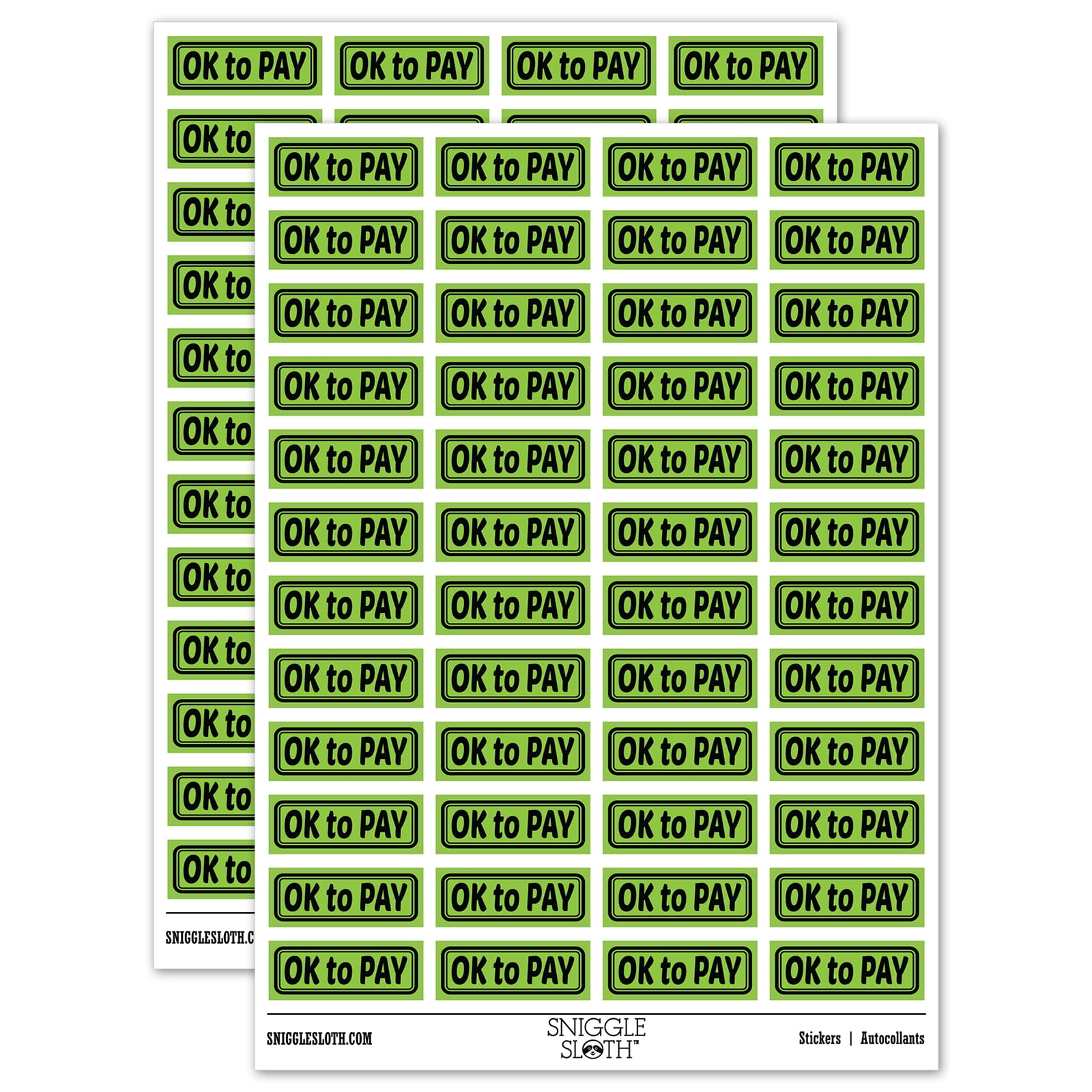 OK to Pay Double Border Sticker Set - Light Green - Gloss Finish - 1.25 ...