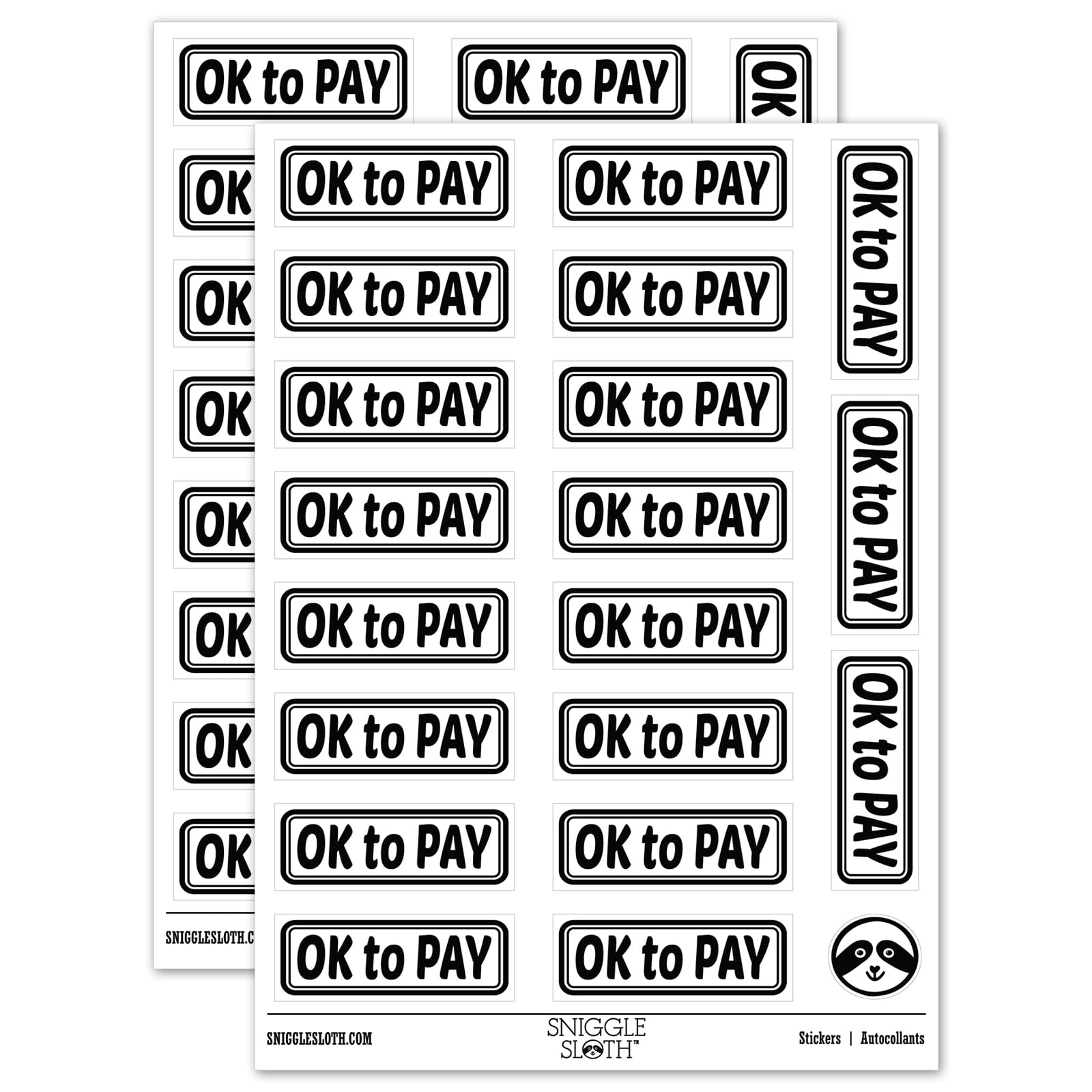 OK to Pay Double Border Sticker Set - White - Gloss Finish - 2.00 ...