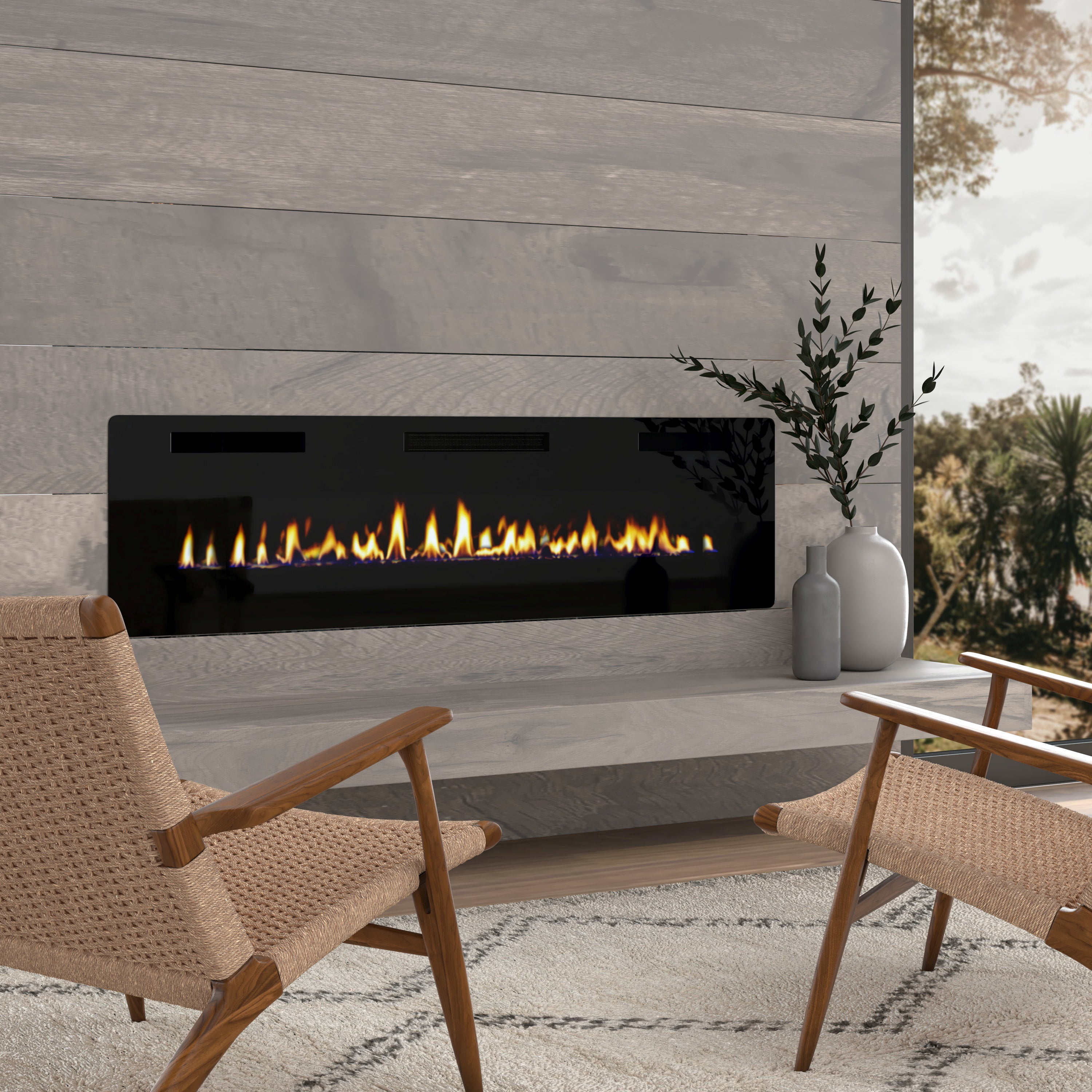 OKADA 68" Electric Fireplace Insert, 3.86" Ultra Thin Wall Mounted/In ...