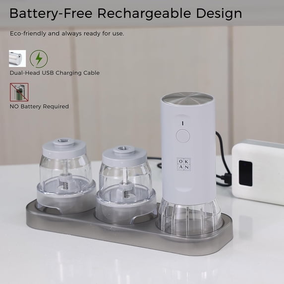 OKAN 585 Electric Salt & Pepper Grinder – USB-C Rechargeable ...