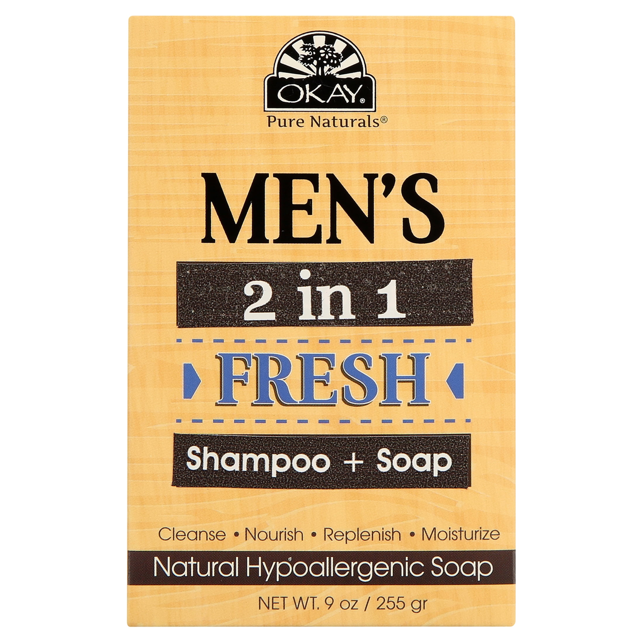 OKAY Men's Shampoo + Soap 2-in-1 Bar - 9oz for Full Body Cleansing and ...