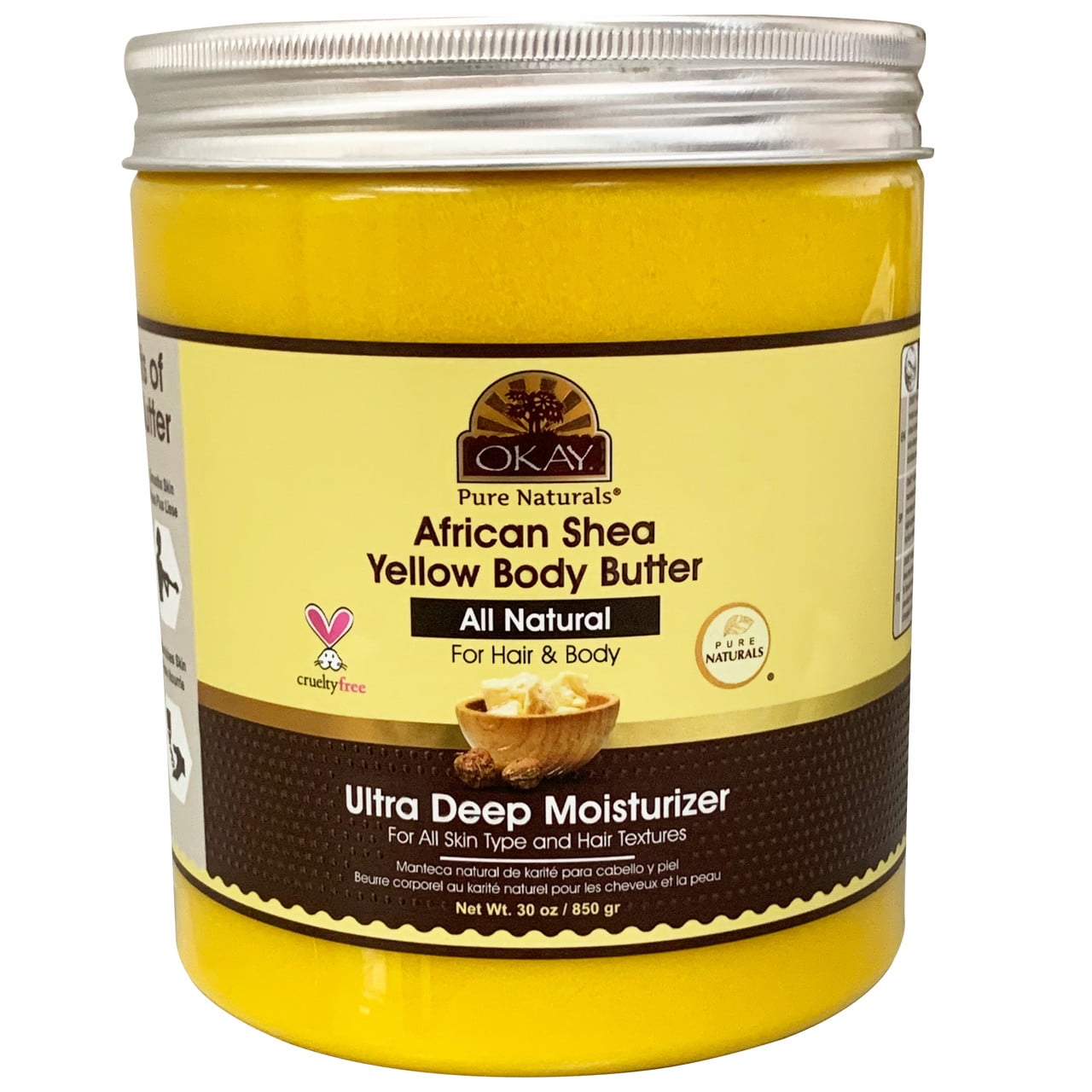 OKAY African Raw Nut Shea Butter, Moisturizing and Soothing, Yellow ...