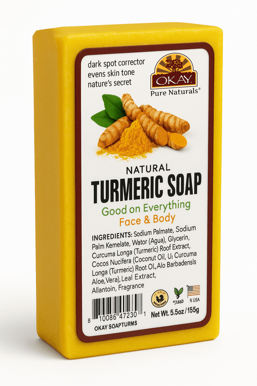 OKAY Pure Naturals Turmeric Soap Bar, Brightening and Moisturizing for ...