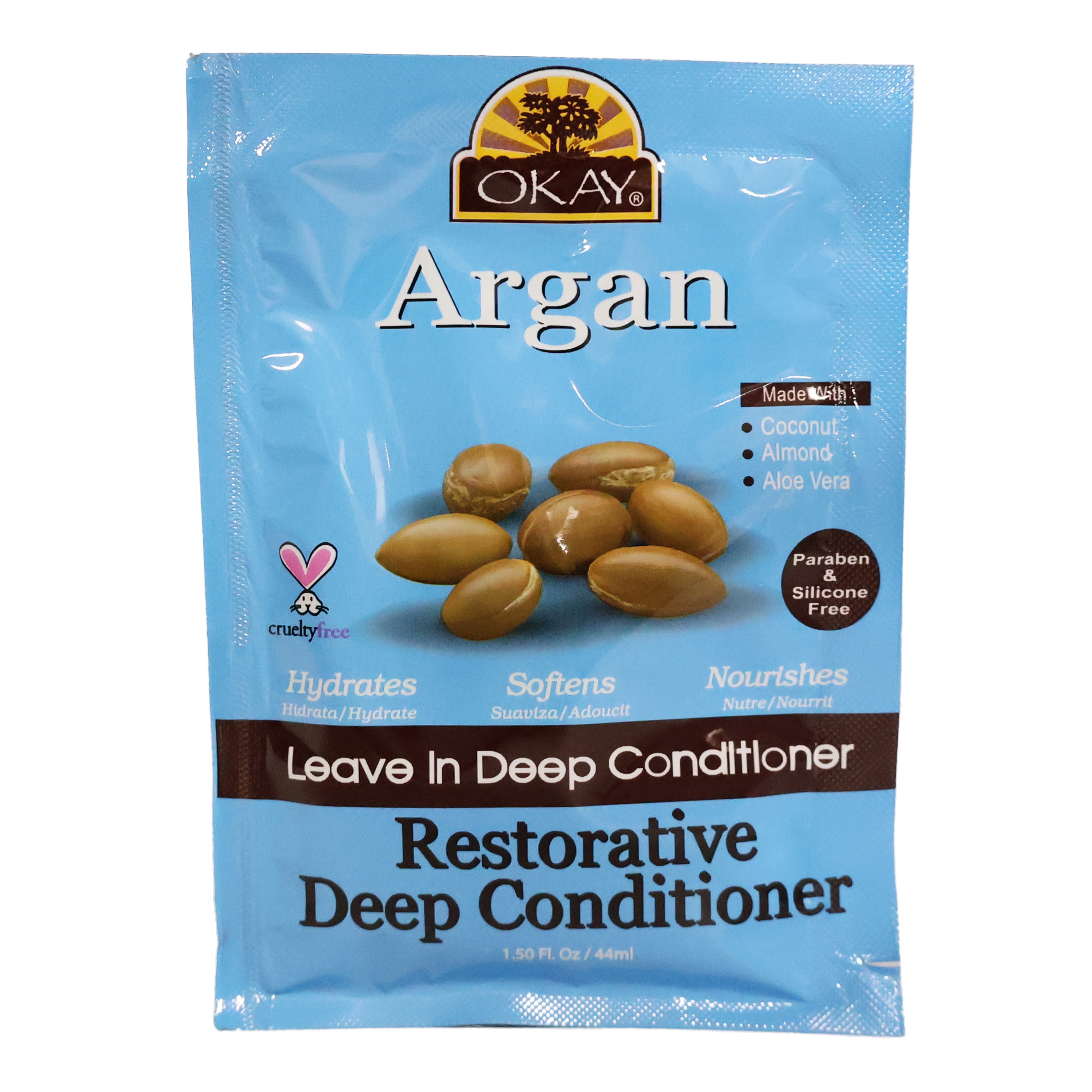 OKAY Restorative Argan Leave In Conditioner Packet, 1.5 Oz, Pack of 12 ...