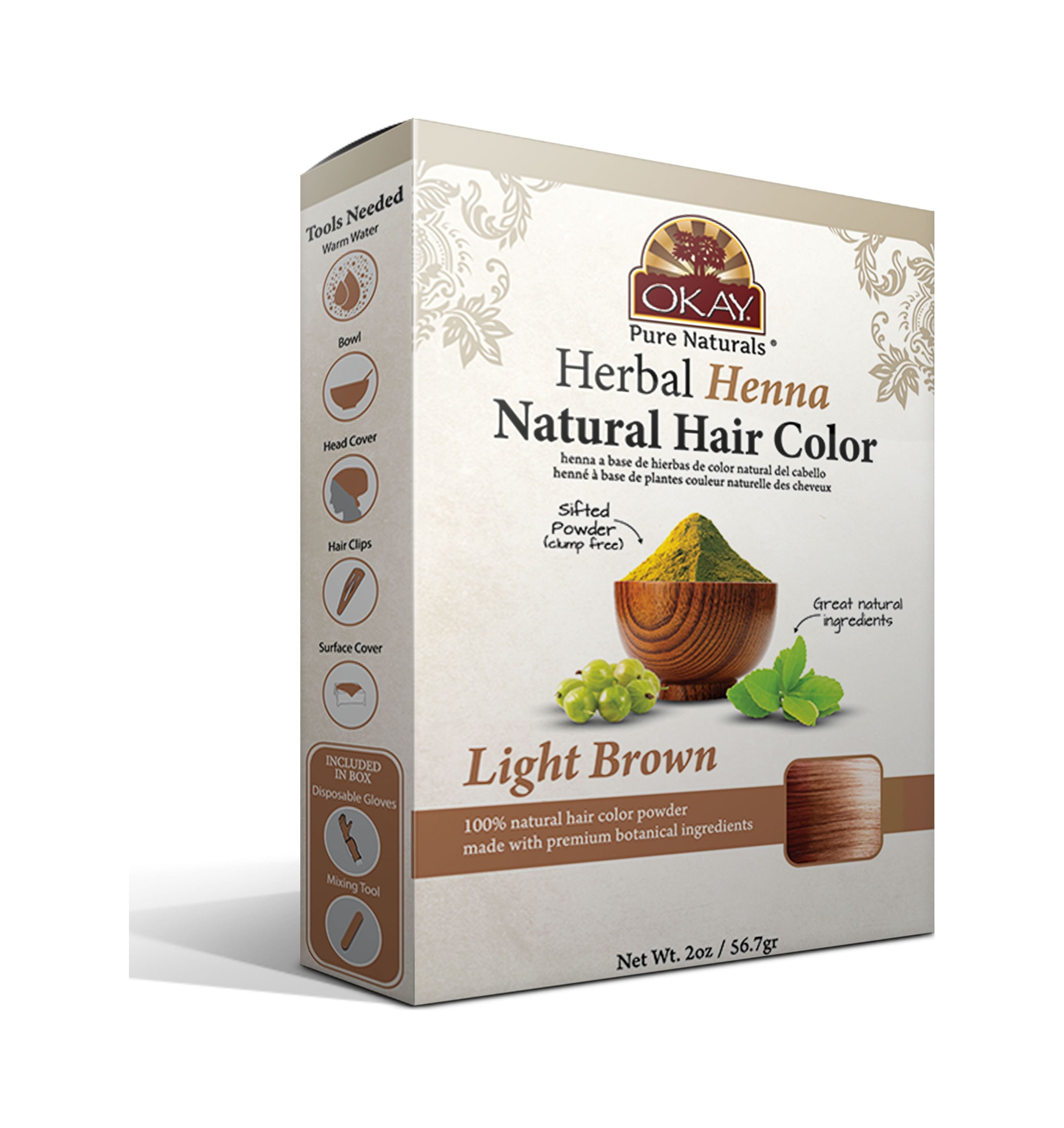OKAY Pure Naturals Henna Natural Hair Color Light Brown - 50gr for ...