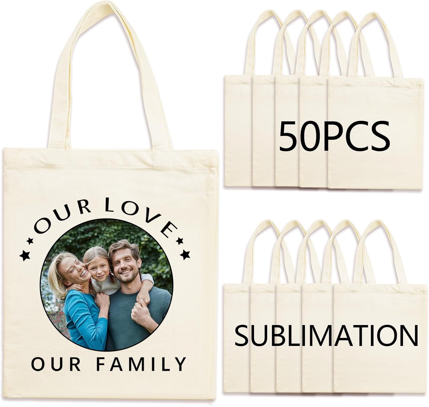 OKBA 50 pcs Blank Canvas Bags bulk,Sublimation Tote Bags,polyester tote ...