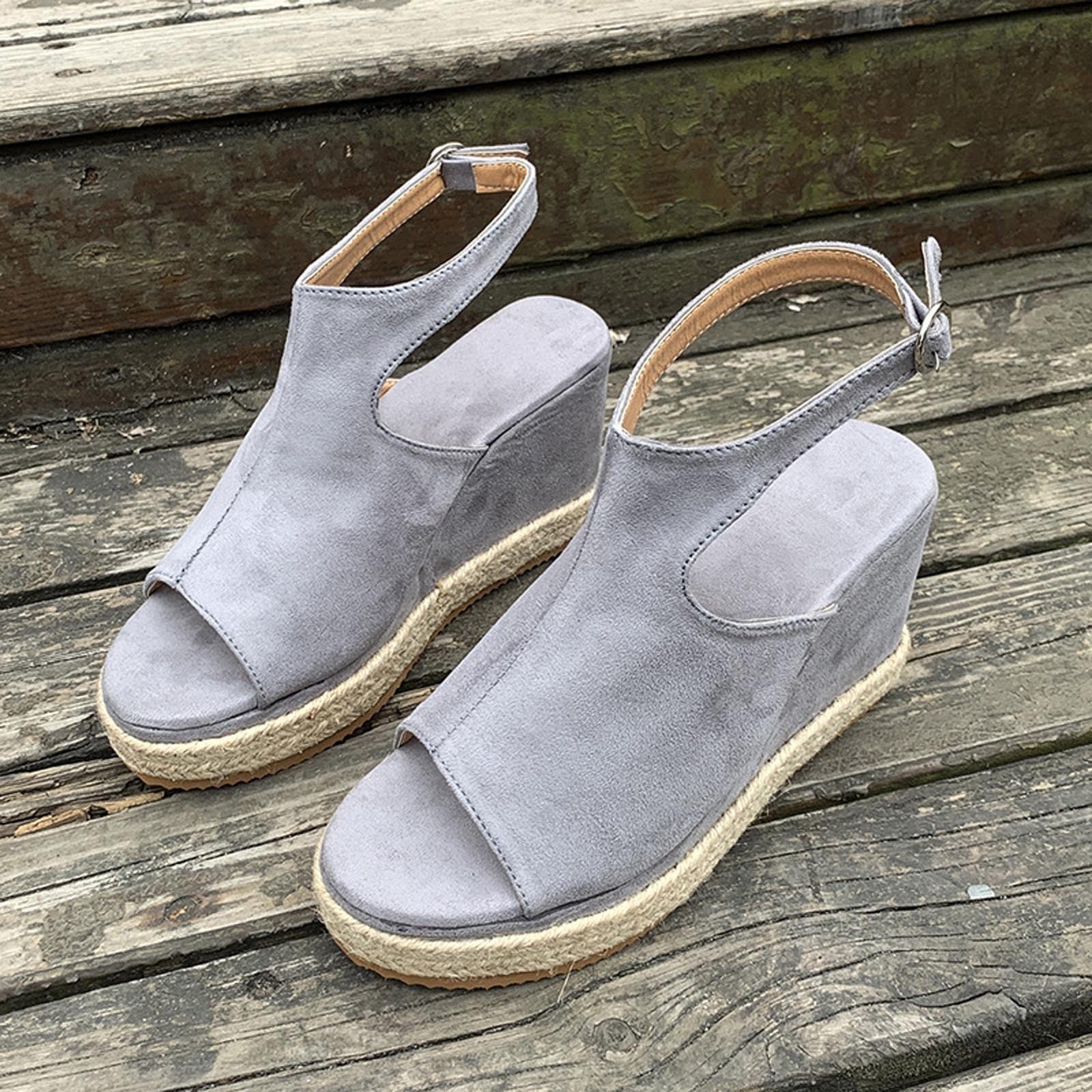 OKBOP Espadrilles Wedge Sandals for Women Open Toe Platform Sandals ...
