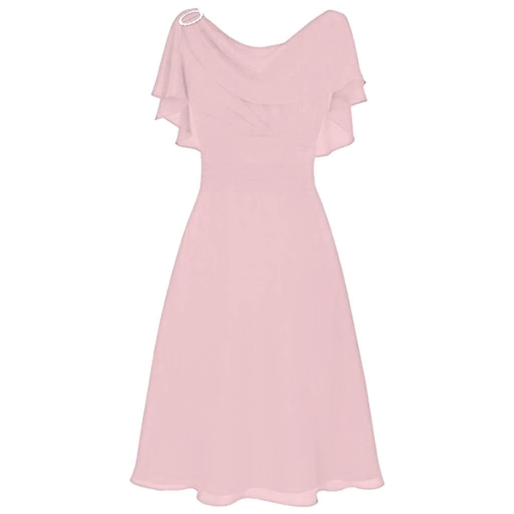 OKBOP Short Sleeve Sundresses for Women Women Formal Wedding Bridesmaid ...