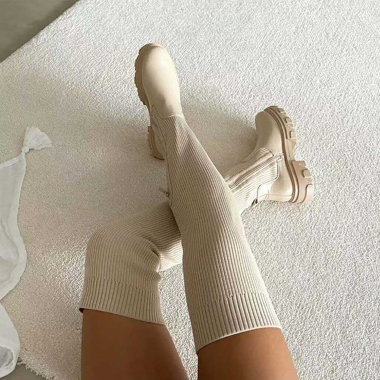 OKBOP Women's Low-Heeled Over-The-Knee Boots-Winter Christmas Vintage ...