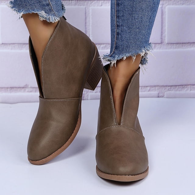 OKBOP Women's Low-heeled Ankle Boots-Retro Christmas Warm Winter Boots ...