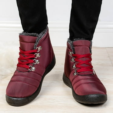 OKBOP Women's Snow Boots-Warm Winter Christmas Lace-Up Dress Shoes for Women Black Boots Women ...