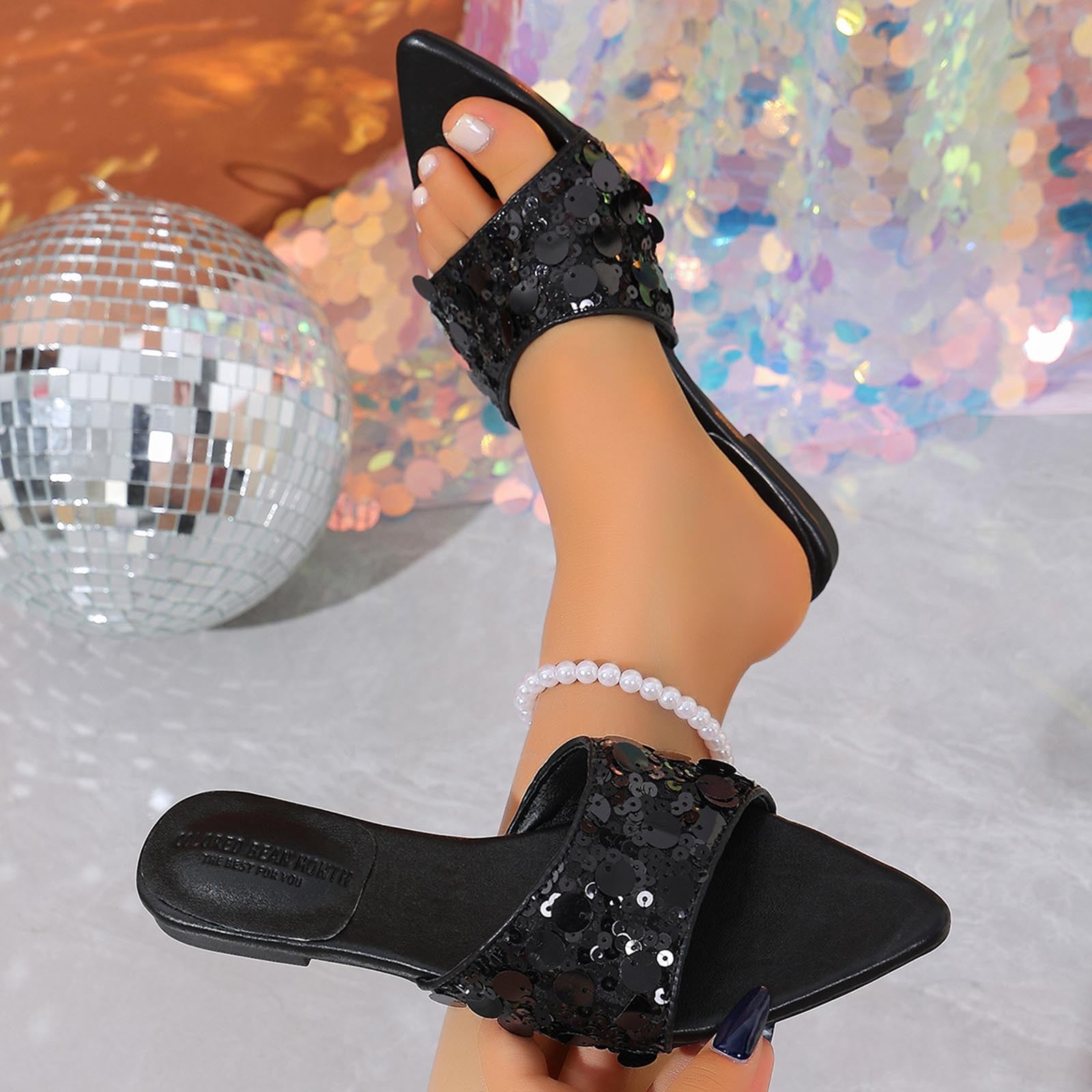 OKBOP heeled heels for women Slide Flat Arch Flat Toe Slide Low Heel ...