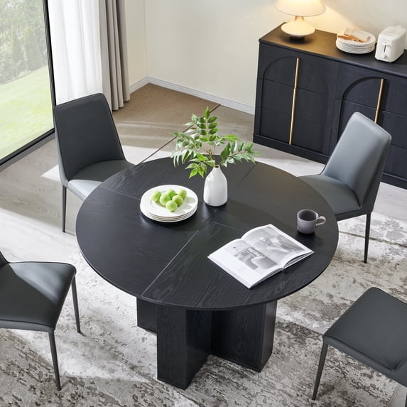 OKD 47” Round Dining Table for 4–6, Circle Kitchen Table with Cross ...
