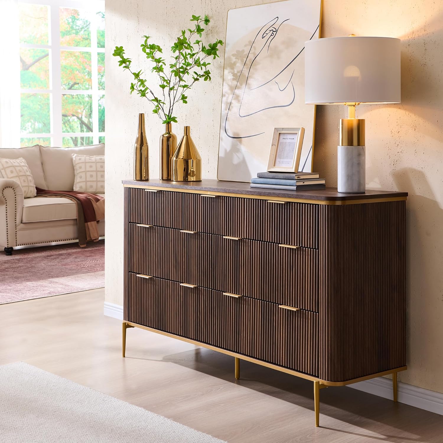 OKD 7 Drawers Dresser for Bedroom, Luxury Style Modern Dresser TV Stand ...